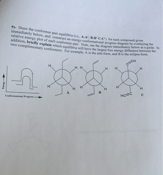 Draw the conformer pair equilibria (i.e., A - A +, B | Chegg.com