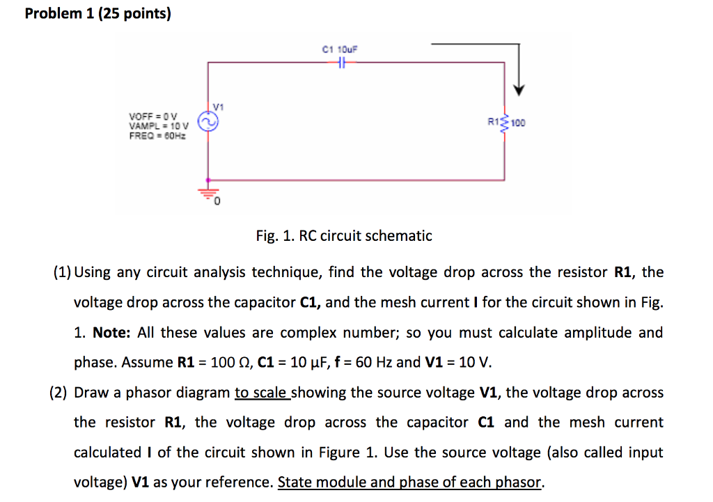 Solved Problem 1 (25 points) C1 10uF V1 R12 100 VAMPL 10V 0 | Chegg.com