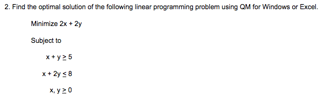 Solved 2. Find the optimal solution of the following linear | Chegg.com
