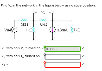 Solved Find V0 in the network in the figure below using | Chegg.com