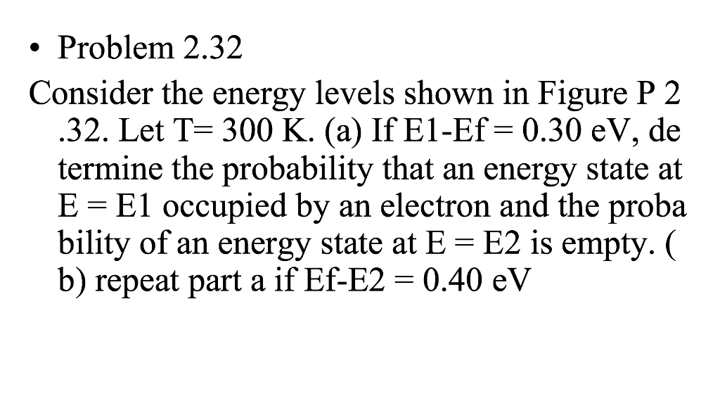 Solved Problem 2.32 Consider the energy levels shown in | Chegg.com
