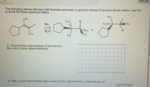 Solved The following alkene will react with bromine and | Chegg.com