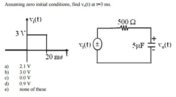 Solved Assuming zero initial conditions, find v_0(t) at t = | Chegg.com