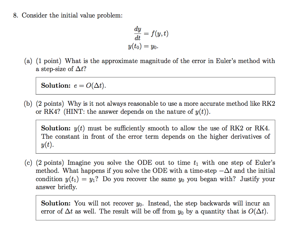 Solved Consider the initial value problem: dy/dt = f(y, t) | Chegg.com
