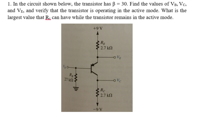 Solved In the circuit shown below, the transistor has beta = | Chegg.com