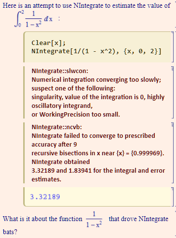 Solved Here is an attempt to use NIntegrate to estimate the | Chegg.com