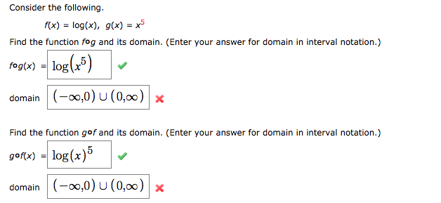 Solved Consider the following. f(x)= log(x), g(x)=x" Find | Chegg.com