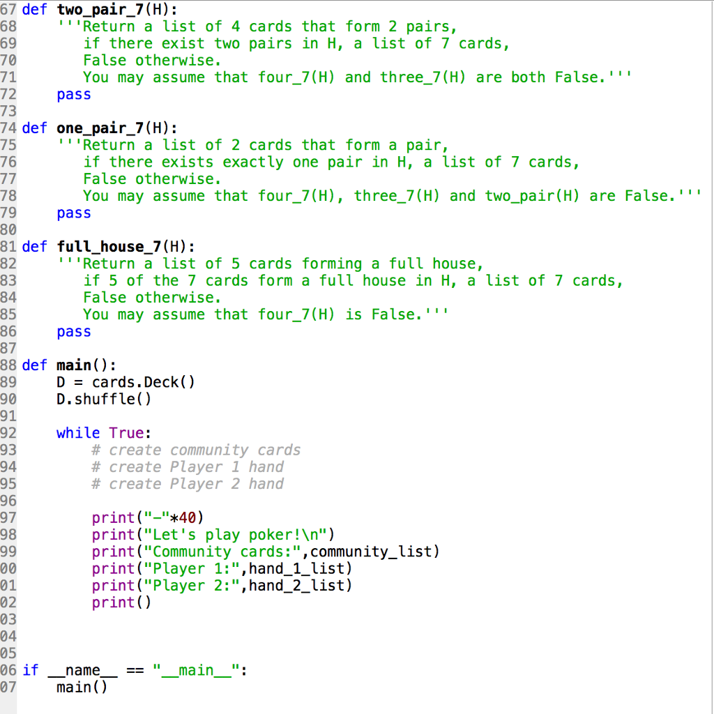Solved 3 import cards 4 5 def less than (c1,c2): 'Return | Chegg.com