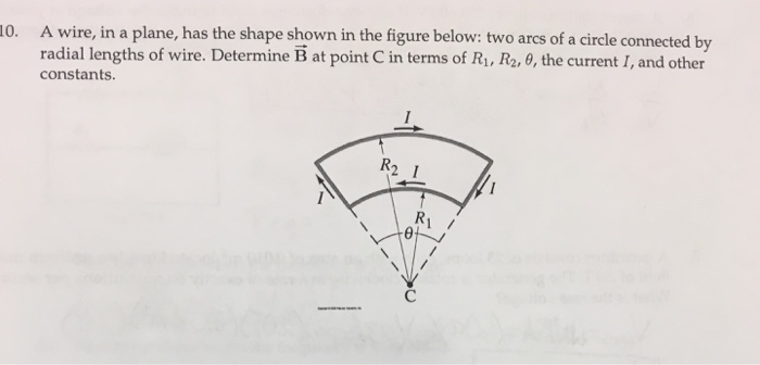 Solved A wire, in a plane, has the shape shown in the figure | Chegg.com