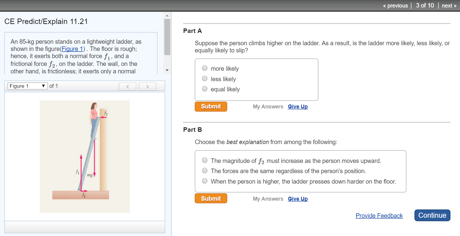 Solved An 85-kg person stands on a lightweight ladder, as | Chegg.com