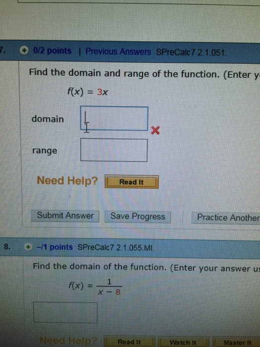 Solved Find the domain and range of the function. f(x) = 3x | Chegg.com