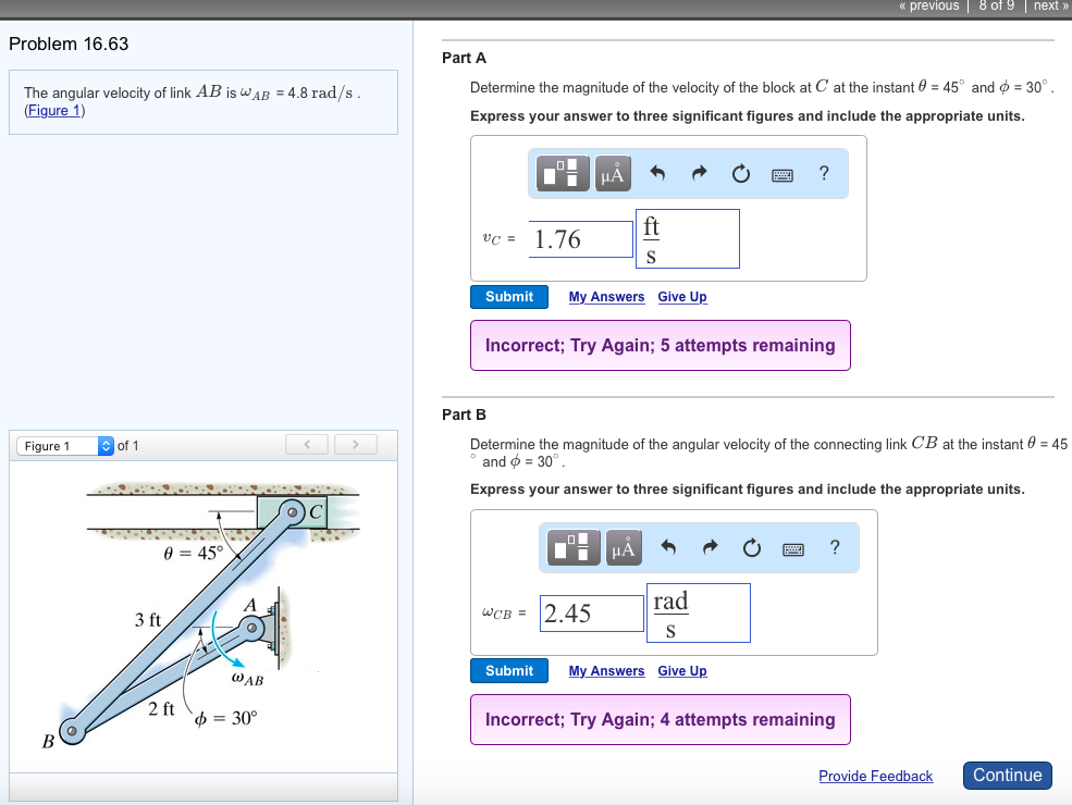 Solved The Angular Velocity Of Link Ab Is ωab 4 8 Rad S