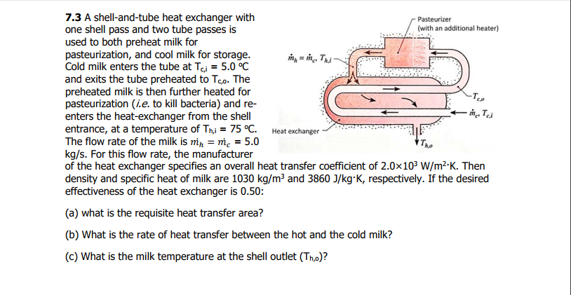 Solved 7.3 A shell-and-tube heat exchanger with one shell | Chegg.com