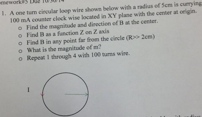 Solved 1. A one turn circular loop below with a radius of | Chegg.com