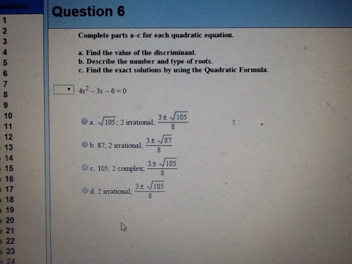 Solved Complete parts a-c for each quadratic equation. Find | Chegg.com