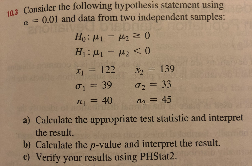 Solved 3 Consider the following hypothesis statement using | Chegg.com