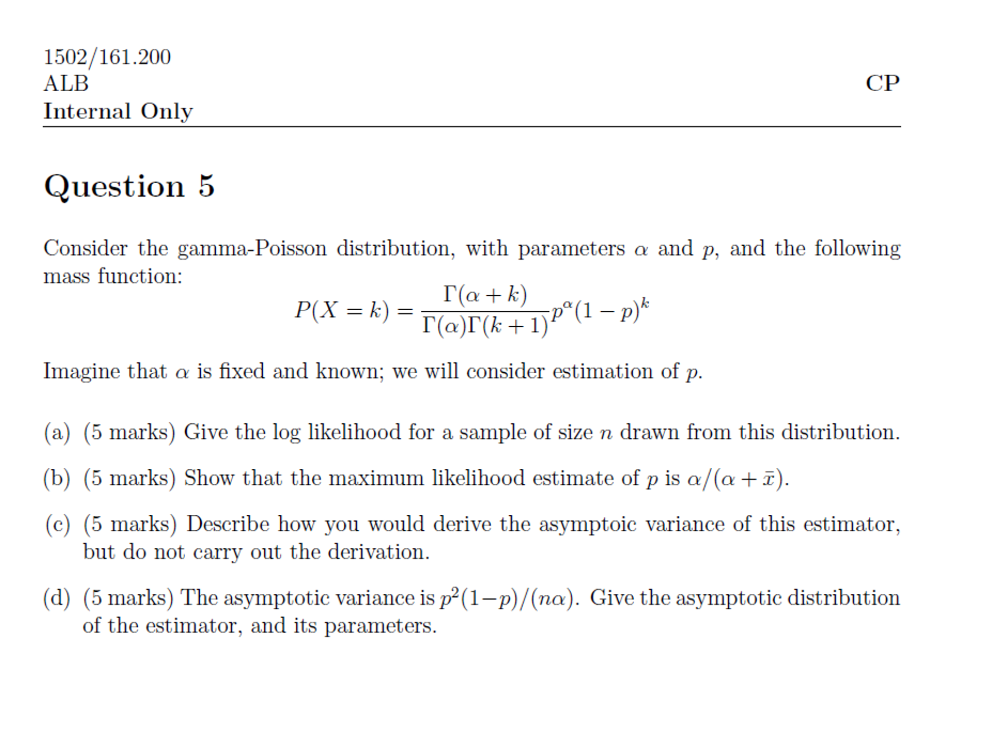 Consider the gamma-Poisson distribution, with | Chegg.com