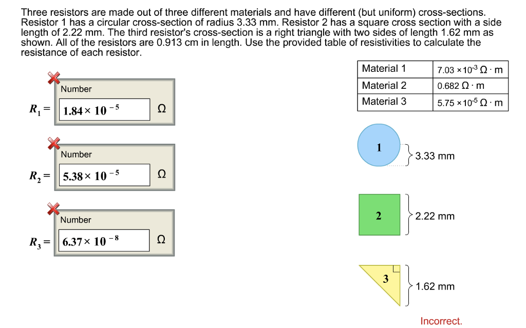 Solved Three resistors are made out of three different | Chegg.com