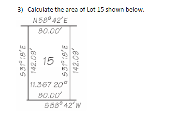 Solved Calculate the area of Lot 15 shown below. | Chegg.com