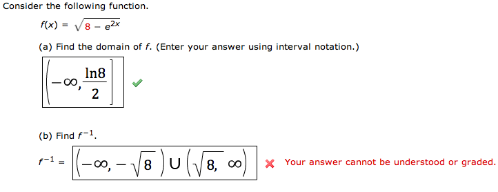 Solved Consider the following function. F(x) = root 8-e2x | Chegg.com