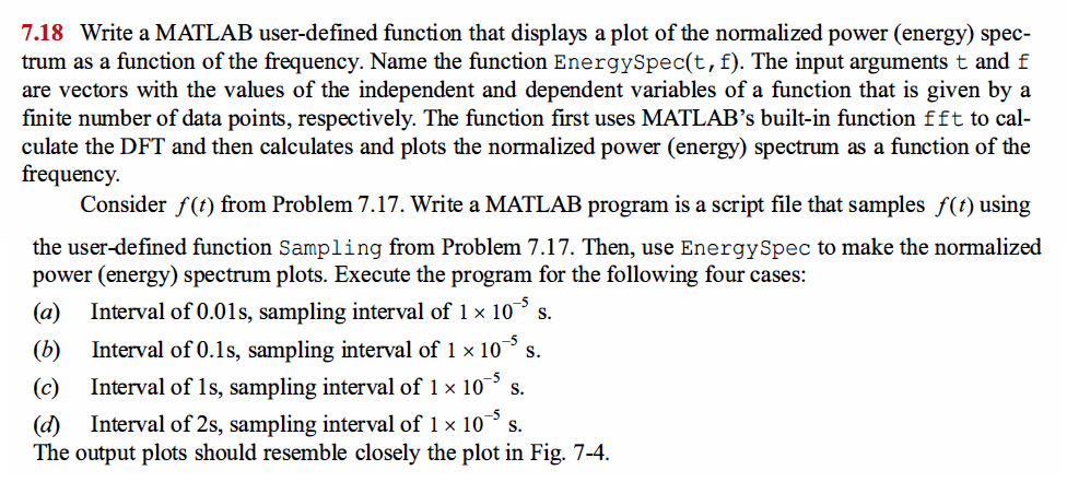 7.18 Write a MATLAB user-defined function that | Chegg.com
