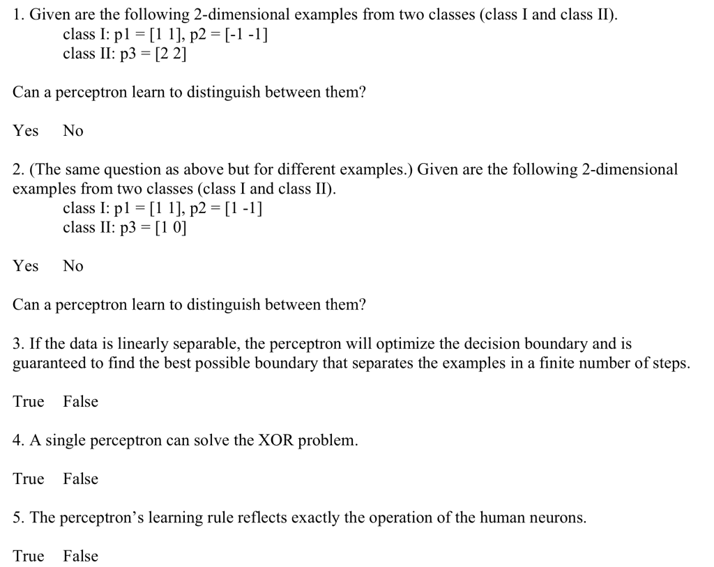 Solved 1. Given are the following 2-dimensional examples | Chegg.com
