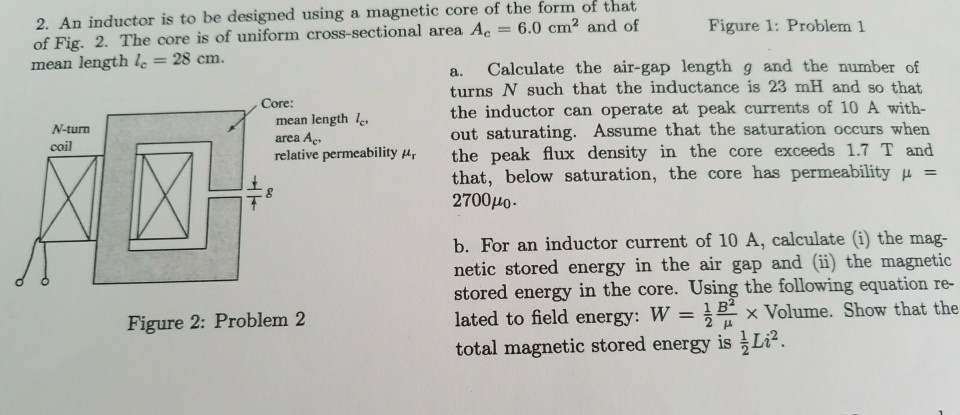 Solved An inductor is to be designed using a magnetic core | Chegg.com