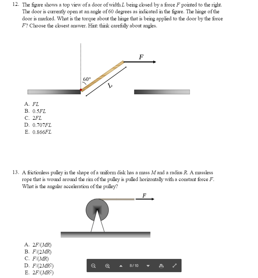 Solved The figure shows a top view of a door of width L | Chegg.com