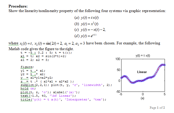Solved Procedure: Show the linearity/nonlin earity property | Chegg.com
