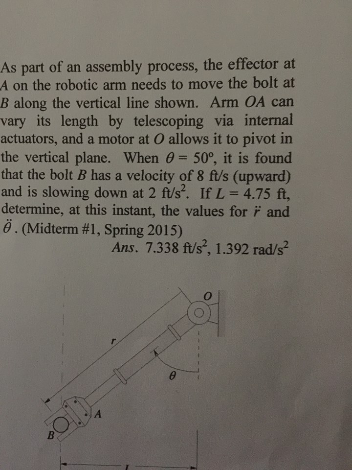 Solved As part of an assembly process, the effector at A on | Chegg.com