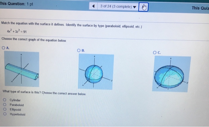 Solved Match the equation with the surface it defines | Chegg.com