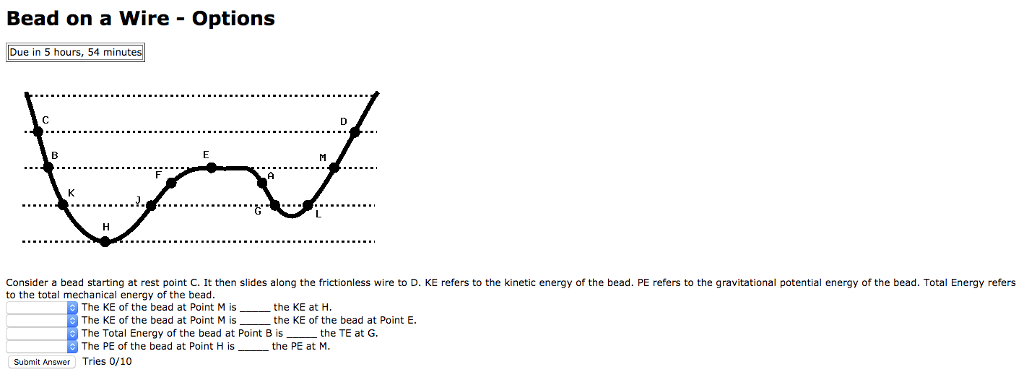 Solved Bead on a Wire - Options Consider a bead starting at | Chegg.com