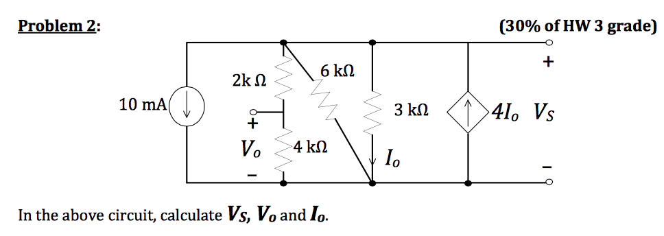 Solved In the above circuit, calculate Vs, Vo and Io. | Chegg.com