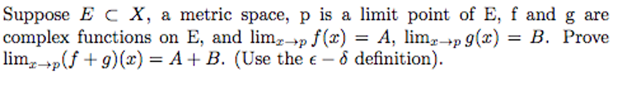 Solved Prove the limit of sums of complex functions is equal | Chegg.com