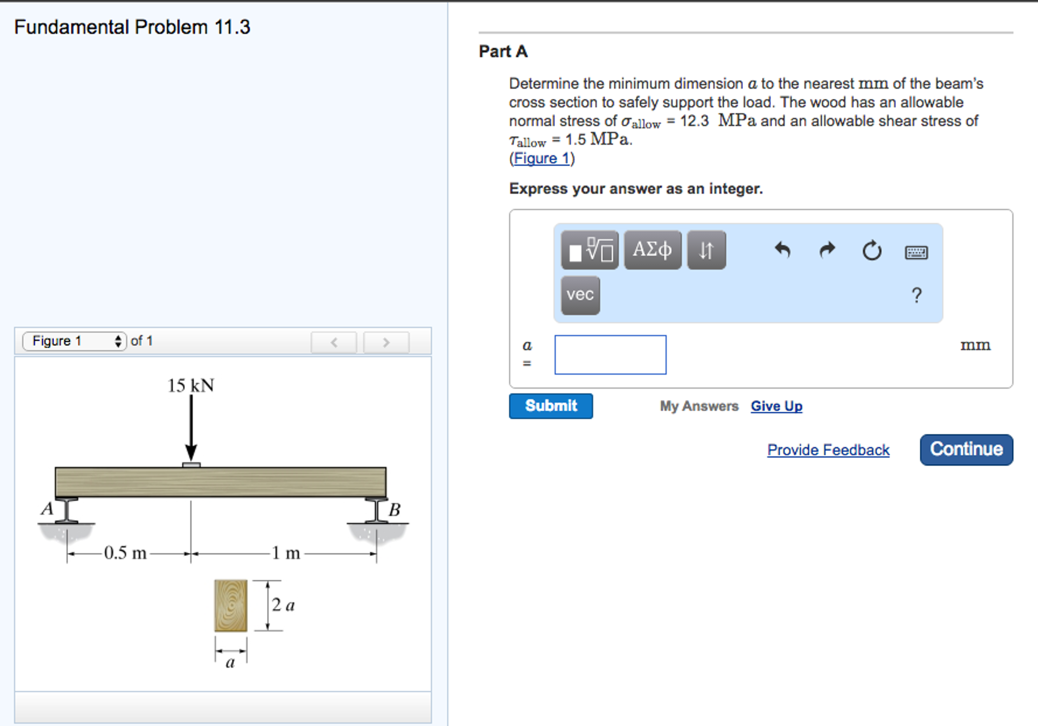 Solved Determine the minimum dimension a to the nearest mm | Chegg.com