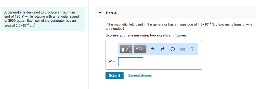 Solved A generator is designed to produce a maximum emf of | Chegg.com