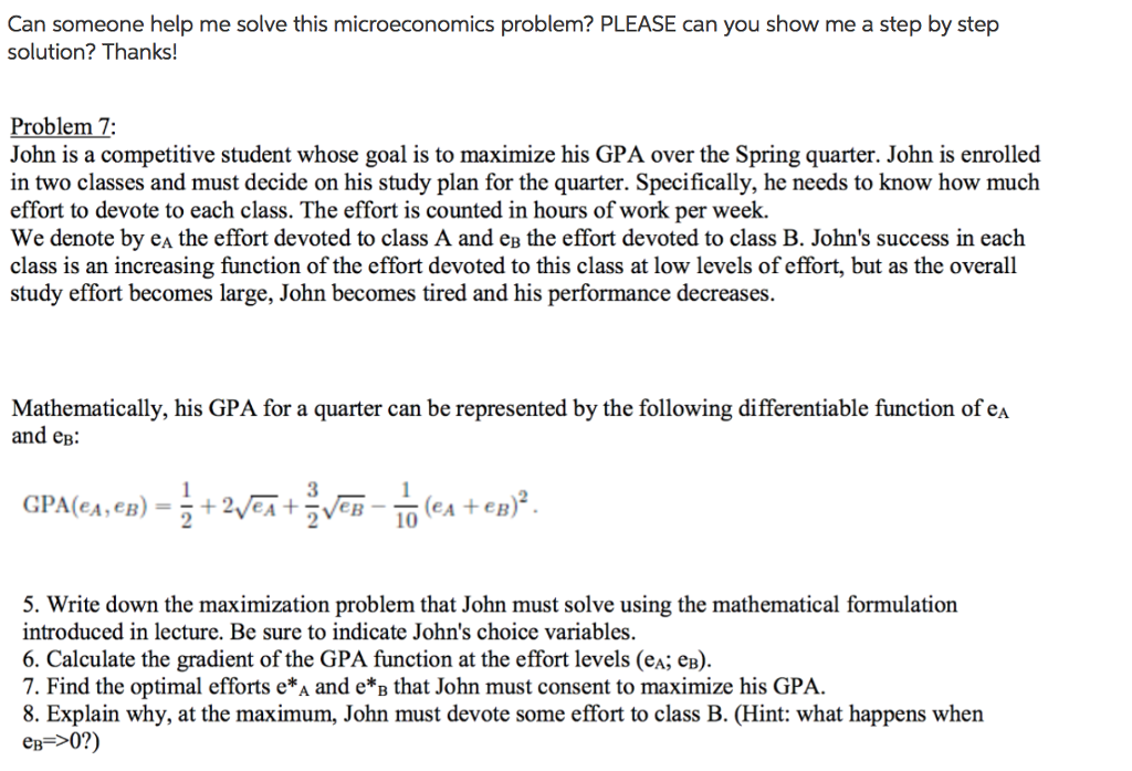Solved Can someone help me solve this microeconomics | Chegg.com