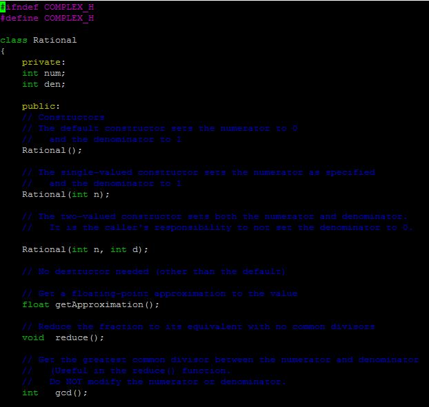 Solved #ifndef COMPLEX_H #define COMPLEX_H Class Rational | Chegg.com