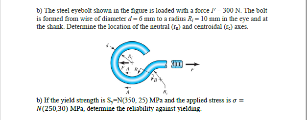 Solved b) The steel eyebolt shown in the figure is loaded | Chegg.com
