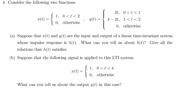 Solved Consider the following two functions x(t) = {1, 0
