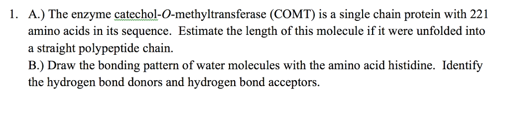 Solved A.) The enzyme catechol-O-methyltransferase (COMT) is | Chegg.com