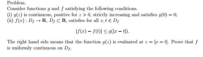 Solved Problem Consider functions g and f satisfying the | Chegg.com
