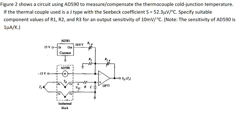 Figure 2 shows a circuit using AD590 to | Chegg.com