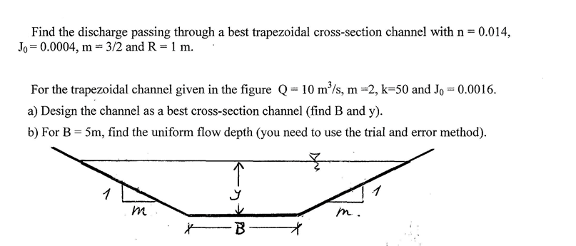 Solved Find the discharge passing through a best trapezoidal | Chegg.com
