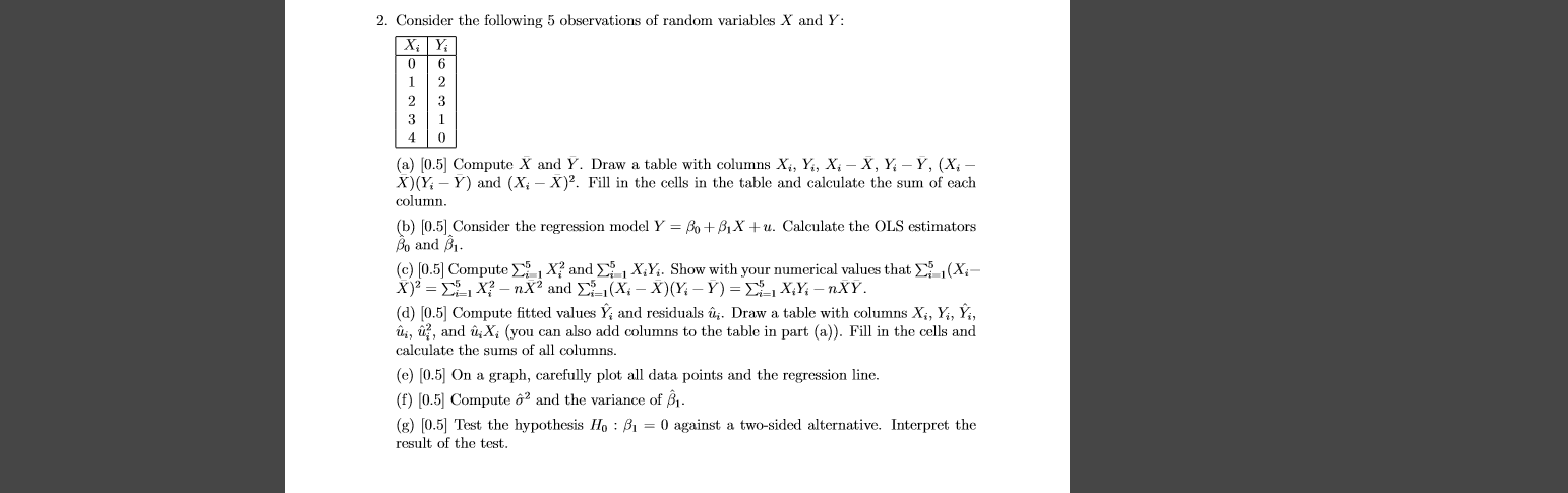 Solved Consider the following 5 observations of random | Chegg.com