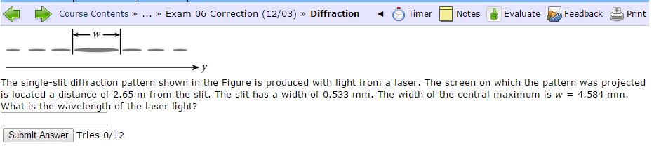 Solved The single-slit diffraction pattern shown in the | Chegg.com