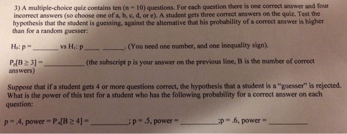 Solved A multiple-choice quiz contains ten (n = 10) | Chegg.com