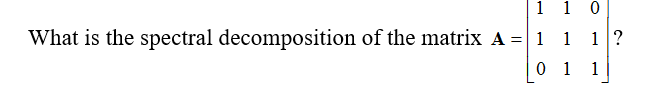Solved What Is The Spectral Decomposition Of The Matrix A