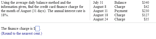 Solved Using the average daily balance method and the | Chegg.com