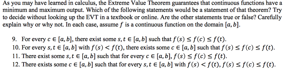 Solved As you may have learned in calculus, the Extreme | Chegg.com